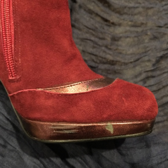 bebe | Shoes | Bebe Red Wine Colored Suede Stiletto Boots | Poshmark